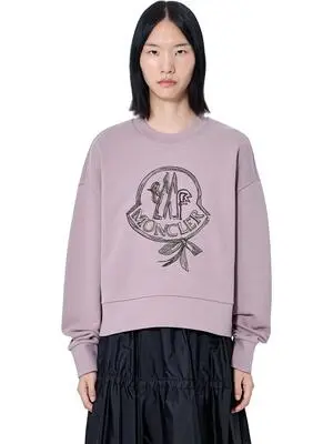 Moncler Logo Embroidered Cotton Sweatshirt - Multicolor
