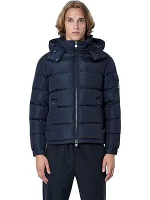 Moncler Maya Matte Short Down Jacket With Detachable Hood - Blue