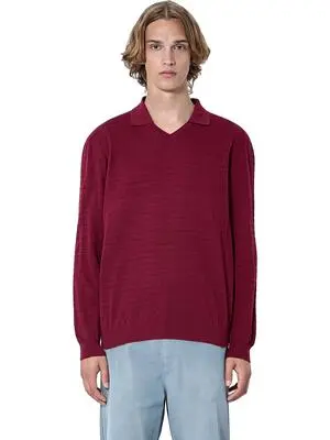 Miu Miu Striped V-neck Polo Shirt - Red
