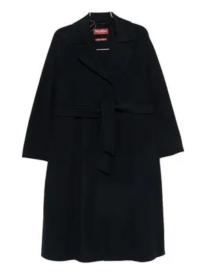 Max Mara MAX MARA Navy Blue Long Sleeve Belted Coat Multicolor