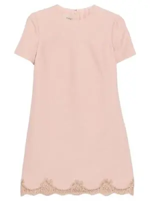 Valentino Garavani Wool And Silk Blend Mini Dress With Lace Detail - Multicolor