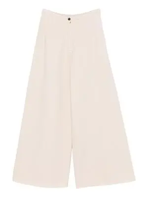 FORTE_FORTE Off-white Cotton Wide-leg Trousers - Multicolor