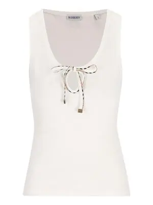 Burberry BURBERRY Ribbed Knit Tank Top With Front Tie Detail Multicolor