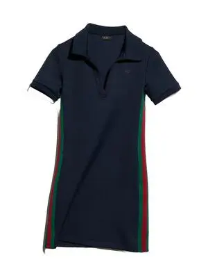 Gucci Ribbed Polo Dress With Signature Stripe - Multicolor