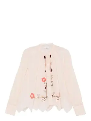 FORTE_FORTE Embroidered Cotton Shirt With Crystal Floral Detail - Multicolor