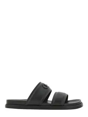 FERRAGAMO Black Double Gancini Slides - Multicolor