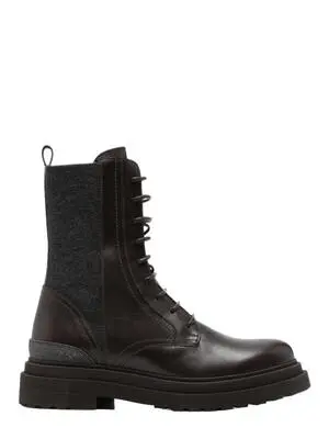 Brunello Cucinelli Leather Combat Boots - Multicolor
