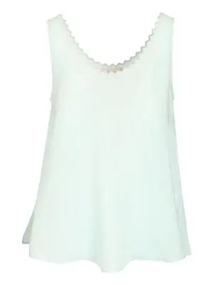FORTE_FORTE Sleeveless Linen Top With Scalloped Neckline - Multicolor