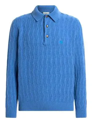 Etro Pure Cashmere Polo Shirt With Wavy Detailing - Multicolor