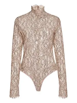 Valentino Garavani Valentino Garavani Lace High Neck Bodysuit Neutral
