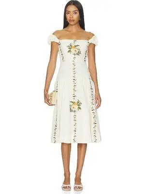 Agua Bendita Embroidered Off-the-shoulder Midi Dress - Multi