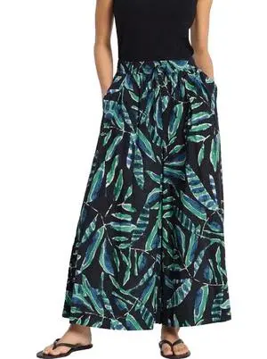 ALBARAY Painterly Palm Culottes - Black