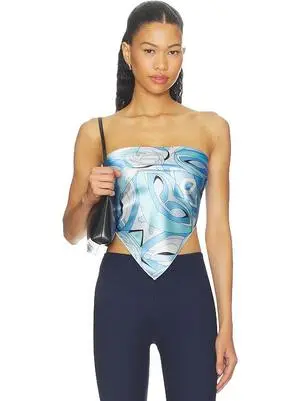 Superdown Scarf Top With Back Tie Closure - Blue