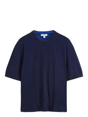 Cos Layered Knitted Cotton T-shirt - Navy