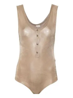 SAINT LAURENT Saint Laurent Sleeveless Scoop Neck Silk Bodysuit