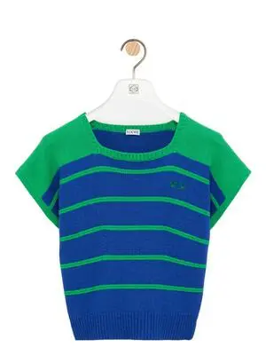 Loewe Sleeveless Sweater In Cotton And Wool - Blue