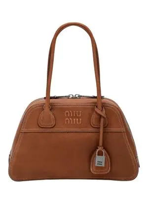Miu Miu Vivant Nappa Leather Bowling Bag - Brown