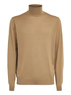 LARDINI Virgin Wool Rollneck Sweater - Brown