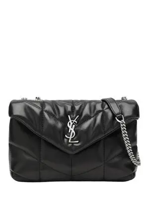 Saint Laurent Loulou Mini Puffer Bag In Quilted Lambskin - Black