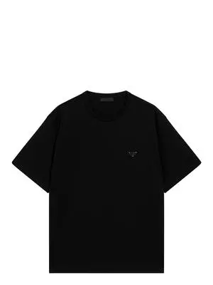 Prada Boxy Cotton Crew-neck T-shirt - Black