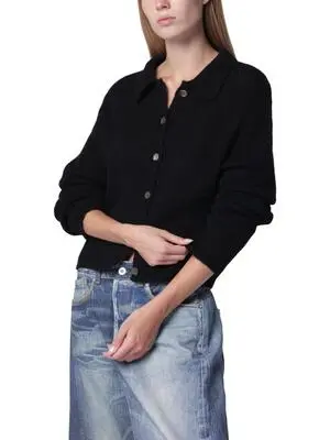 Our Legacy Alpaca-blend Ribbed Polo Cardigan - Black