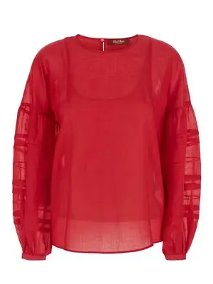 Max Mara Sheer Paneled Blouse - Red