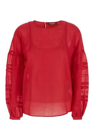 Max Mara Sheer Paneled Blouse - Red
