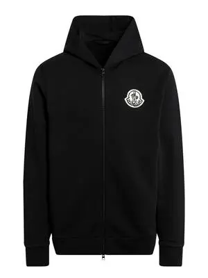 Moncler Cotton Hoodie With Embroidered Logo - Black