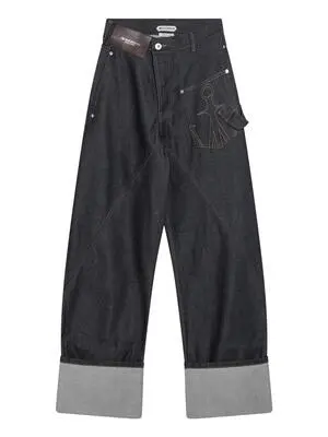 JW Anderson Indigo Denim Workwear Jeans With Twisted Turn-up - Blue