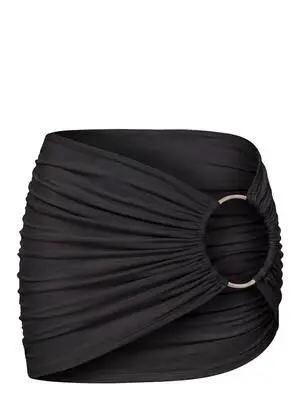 KHELA THE LABEL Draped Mini Skirt With Metal Ring Detail - Black