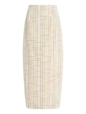 Rosie Assoulin Space-dyed Checked Silk Midi Skirt - Multi