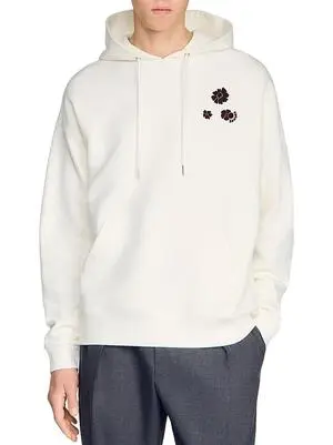 Sandro Oversized Flocked Floral Sweatshirt - Ecru
