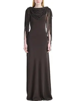 Altuzarra Chaney Fringe Embellished Maxi Dress - Fudge