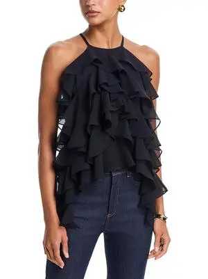 Cinq À Sept Ruffled Halter Top - Black