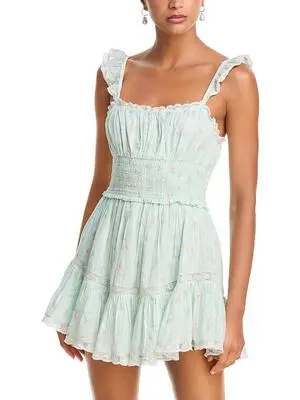 LoveShackFancy Maralina Lace Trim Dress - Celadon Drift
