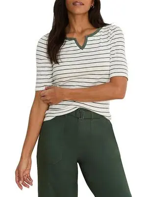 NIC+ZOE Elbow Sleeve Striped Tee - Green Multi