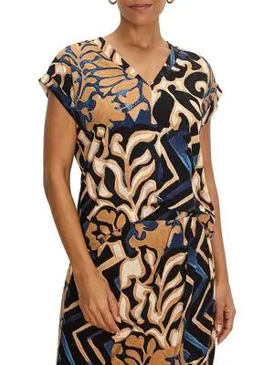 NIC+ZOE Deco Blooms Cap Sleeve Top - Blue Multi
