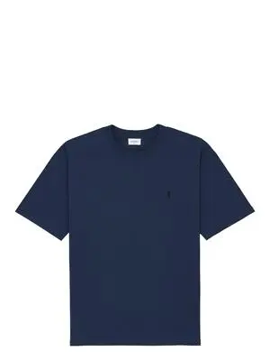 SAINT LAURENT Saint Laurent Tonal CASSANDRE Chest Embroidered Crewneck T-Shirt
