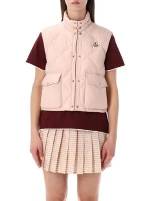 Moncler MONCLER Down Gilet With Stand Collar And Zigzag Quilting Rosa