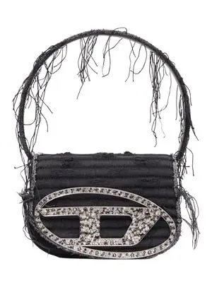 DIESEL® Cotton-blend Crossbody Bag With Embellished Logo - Nero