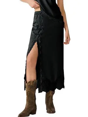Steve Madden Lissandra Lace Trim Skirt - Black