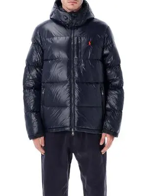 Polo Ralph Lauren Glossy Finish Down Jacket With Detachable Hood - Blu