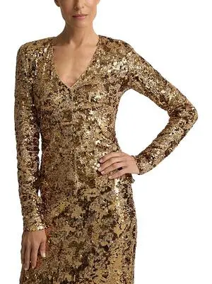 St. John V Neck Sequin Top - Copper