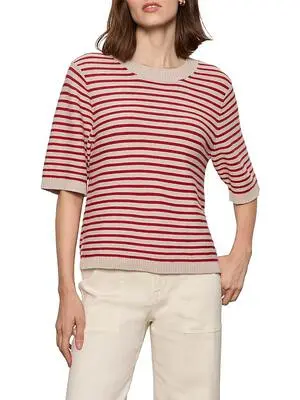 Sanctuary Striped Crewneck Sweater Tee - Opal Raspberry