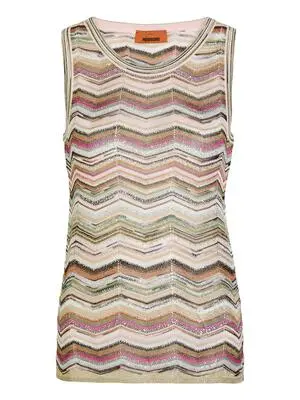 Missoni Chevron Fine-knit Top With Metallic Weave - Multicoloured