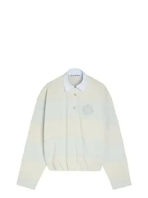 Acne Studios Striped Cotton Polo Sweatshirt With Embroidered Detail - Multicoloured