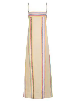 Staud Laura Striped Linen Maxi Dress - Multicoloured