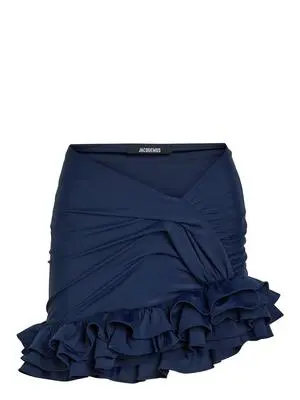 Jacquemus La Mini Jupe Playa Ruffled Mini Skirt - Navy