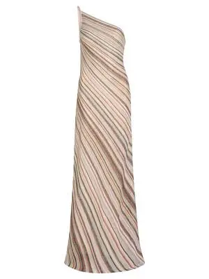 Missoni Striped One-shoulder Metallic-knit Maxi Dress - Multicoloured