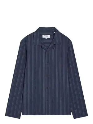 WAX LONDON Corey Striped Cotton-blend Shirt - Navy